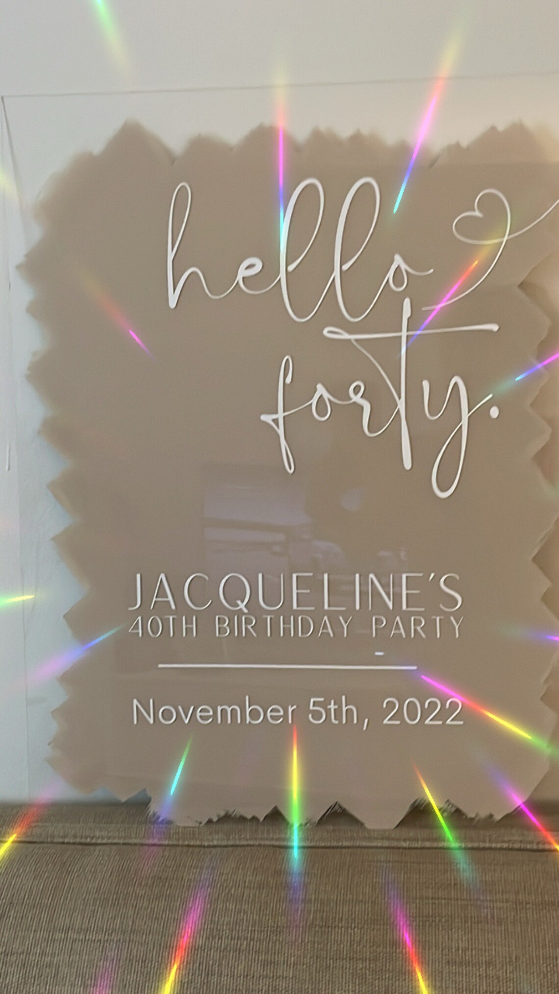 Welcome Hello Forty Acrylic Sign | Birthday Welcome Sign| Custom ...