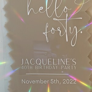Welcome Hello Forty Acrylic Sign | Birthday Welcome Sign| Custom ...