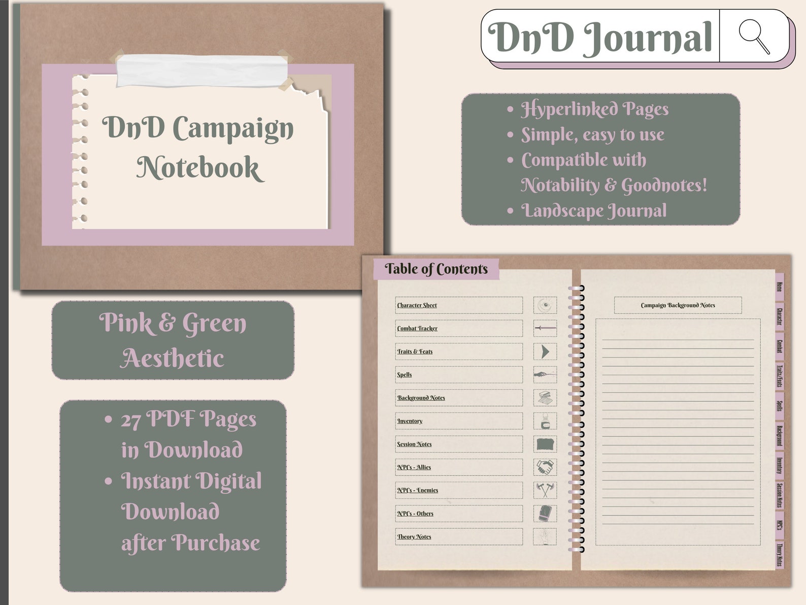 Dnd Digital Notebook | D&D Campaign Journal | Dungeons and Dragons ...