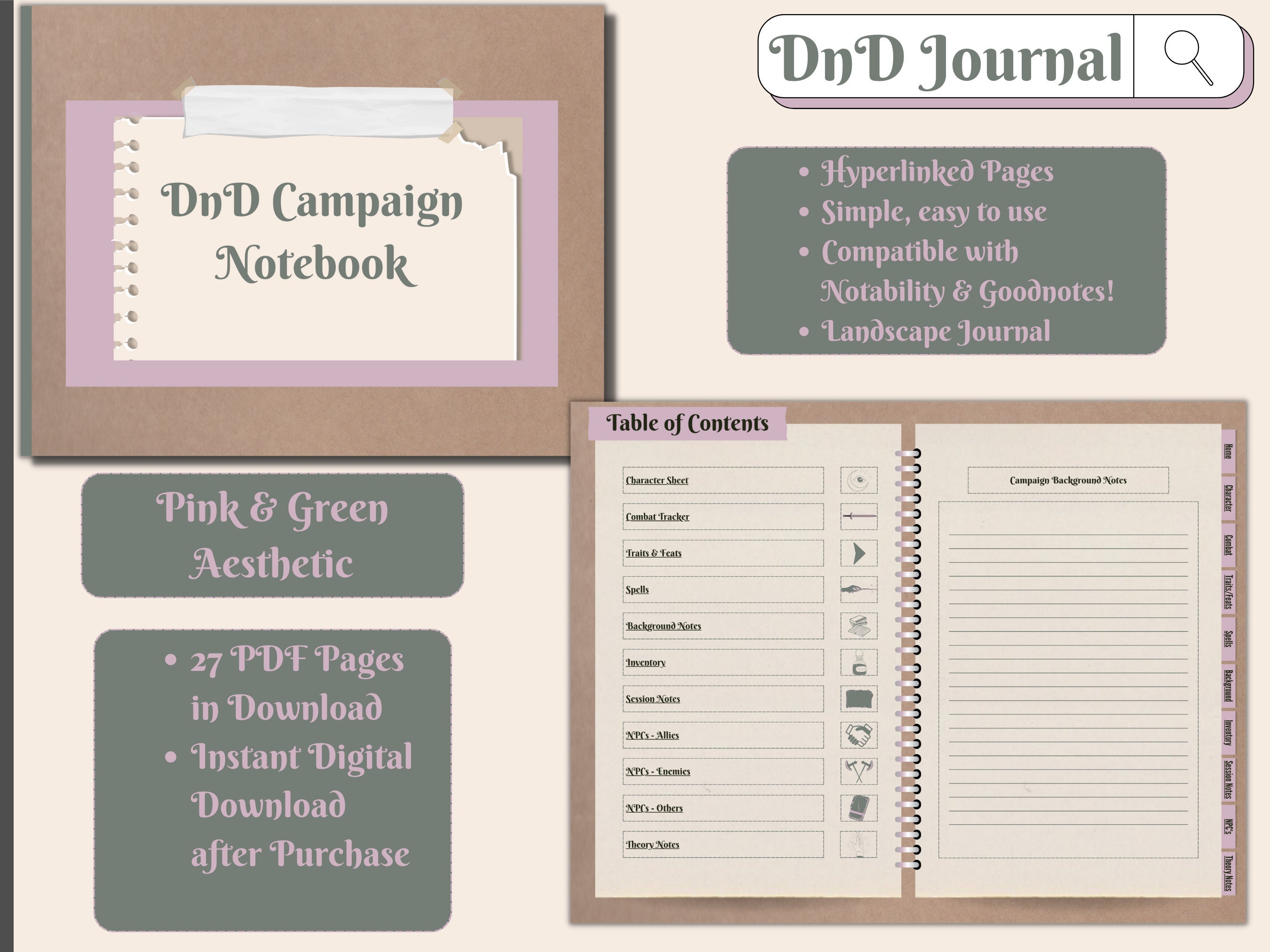 Dnd Digital Notebook | D&D Campaign Journal | Dungeons and Dragons ...