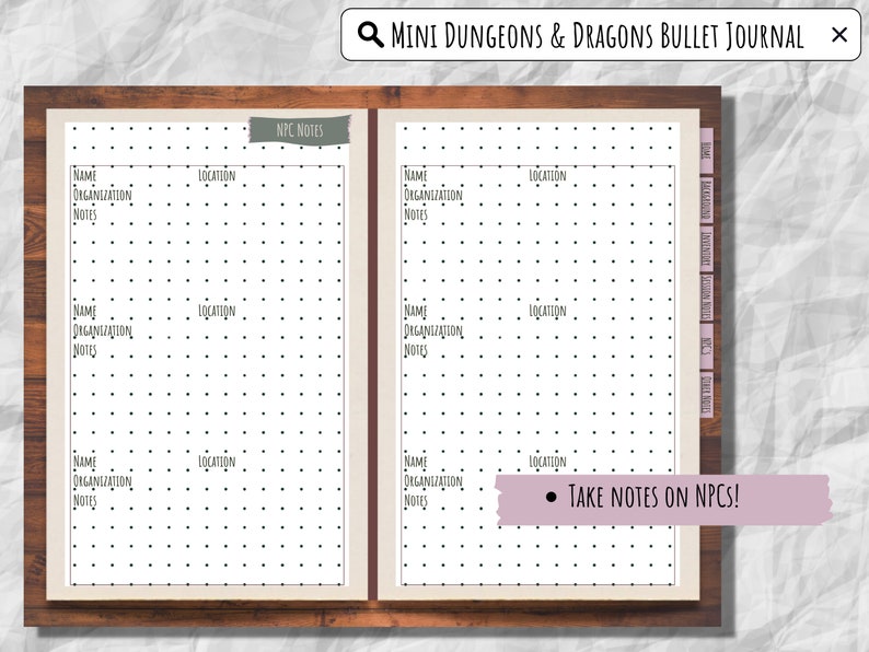 Mini Digital Bullet Journal | D&D Campaign Notes | Dungeons and Dragons ...
