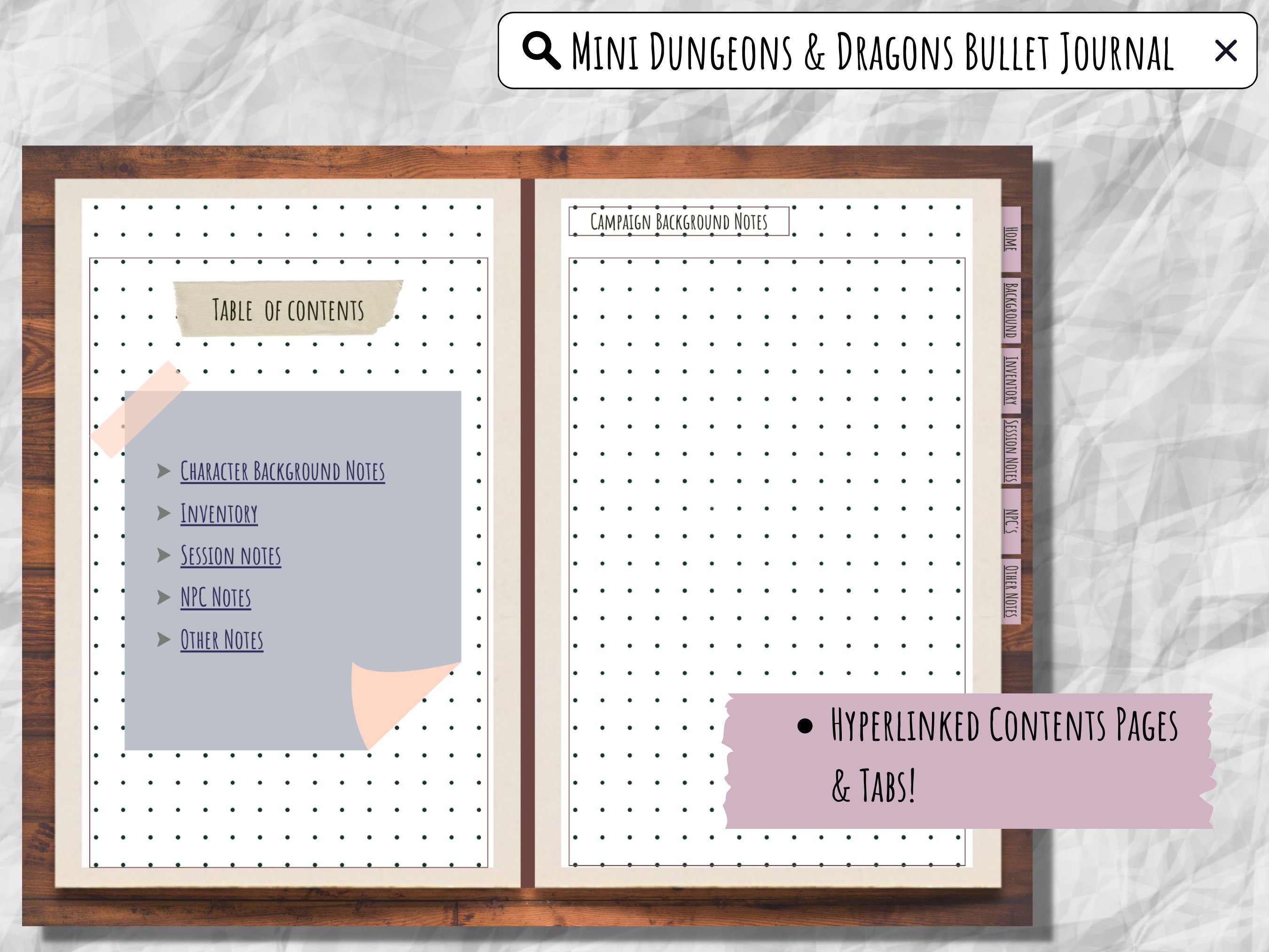 Mini Digital Bullet Journal | D&D Campaign Notes | Dungeons and Dragons ...