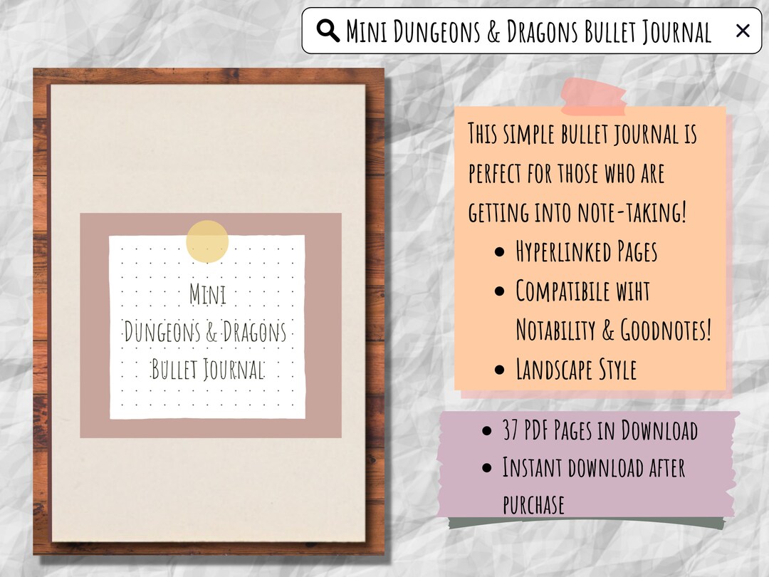 Mini Digital Bullet Journal | D&D Campaign Notes | Dungeons and Dragons ...