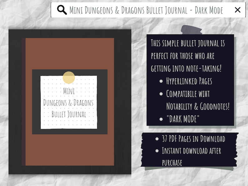 Dnd Digital Bullet Journal Dark Mode | D&D Campaign Notes | Dungeons ...