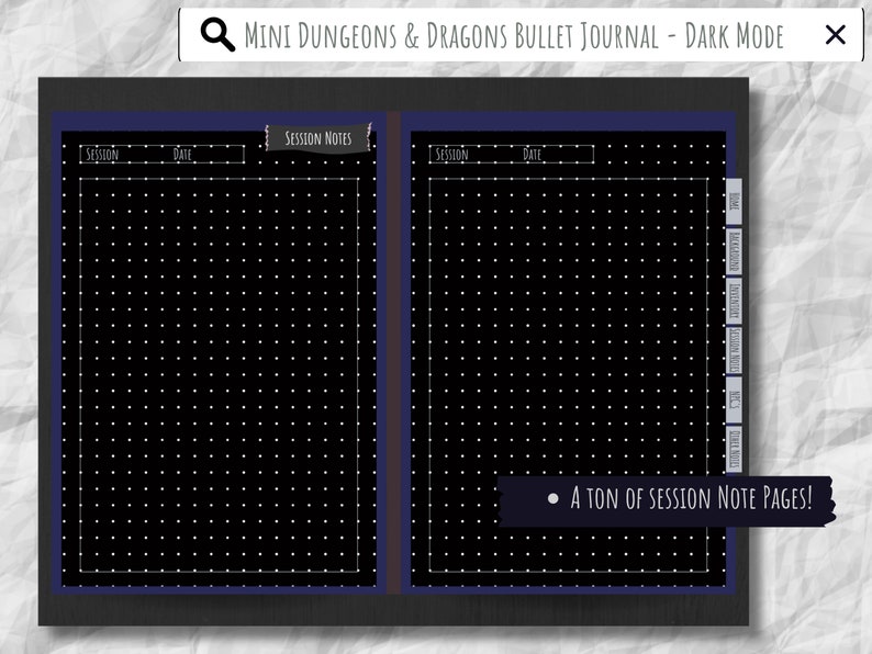 Dnd Digital Bullet Journal Dark Mode | D&D Campaign Notes | Dungeons ...