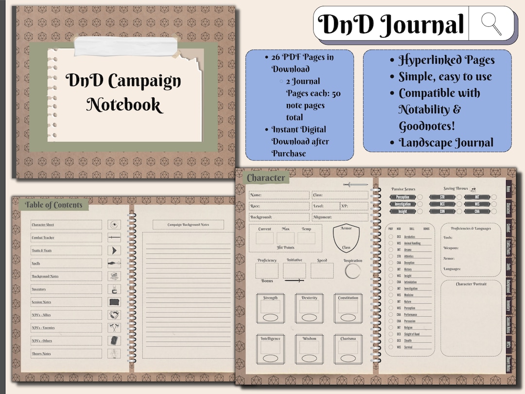 Dnd Digital Notebook | D&D Campaign Journal | Dungeons and Dragons ...