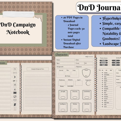 Dnd Digital Notebook D&D Campaign Journal Dungeons and - Etsy