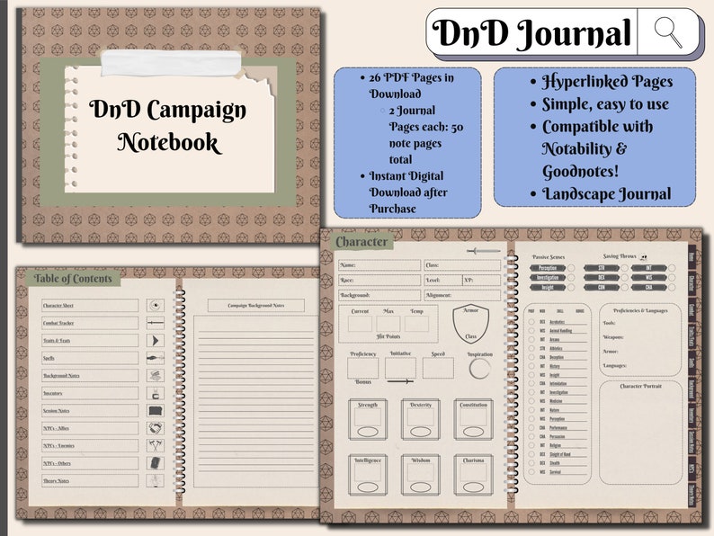Dnd Digital Notebook | D&D Campaign Journal | Dungeons and Dragons ...