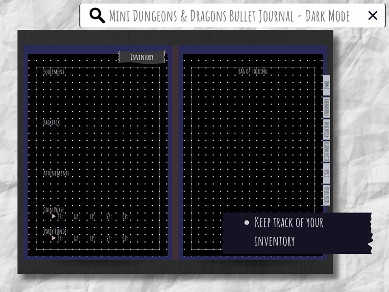 Dnd Digital Bullet Journal Dark Mode | D&D Campaign Notes | Dungeons ...