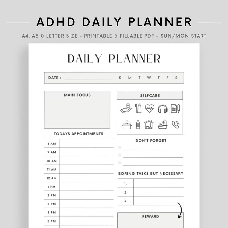 Adhd Planner Printable - Etsy