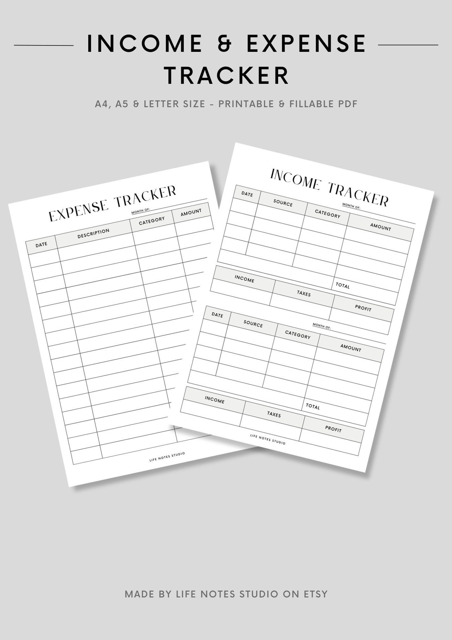 Printable Income & Expense Tracker, Budget Planner Template, Finance ...