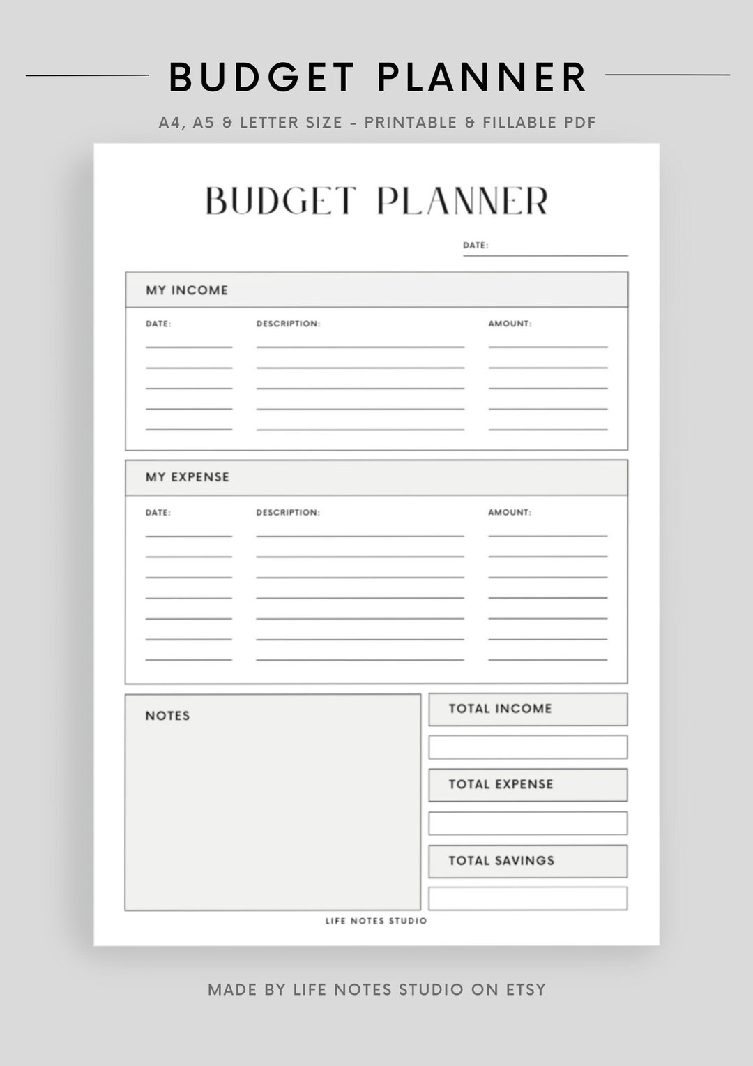 Printable Monthly Budget Planner Budget Tracker Template Finance