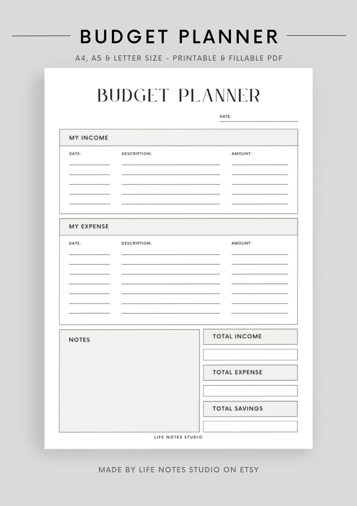 Printable Monthly Budget Planner, Budget Tracker Template, Finance ...