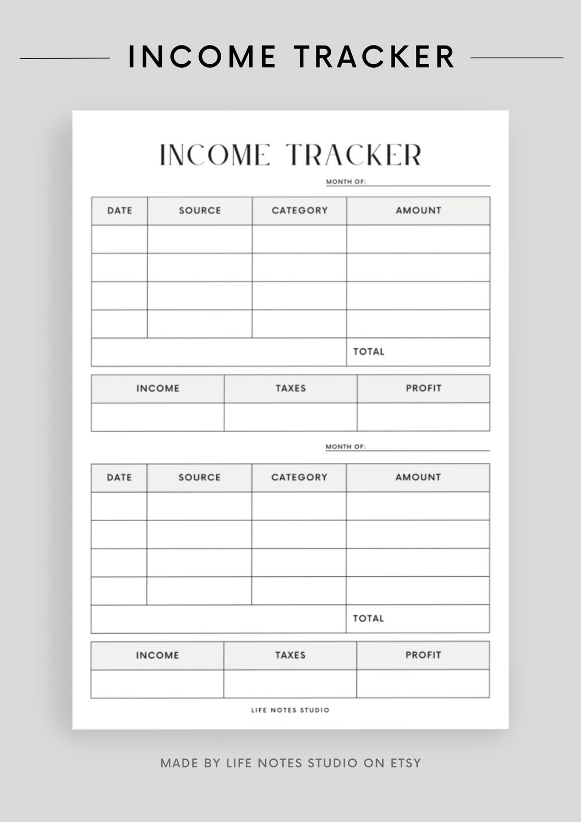 Printable Income & Expense Tracker, Budget Planner Template, Finance ...