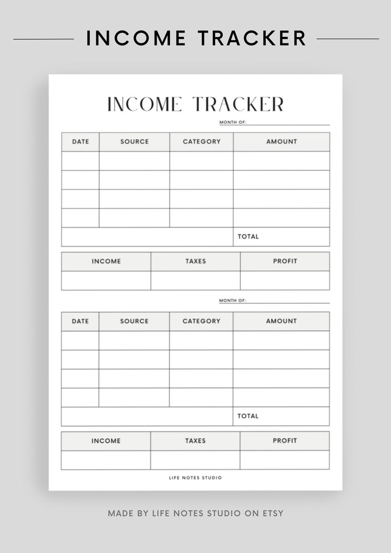 Printable Income & Expense Tracker, Budget Planner Template, Finance ...