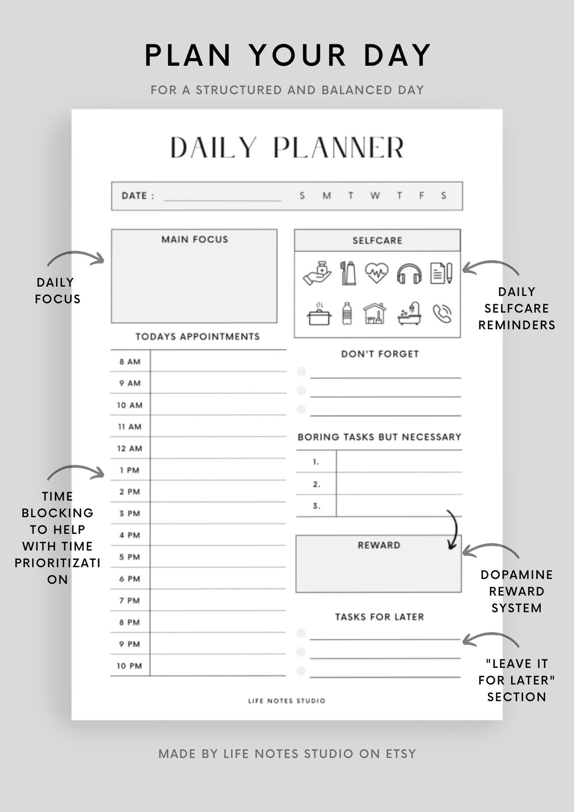 ADHD Daily Digital Planner, ADHD Adult Planner Printable, to Do List ...