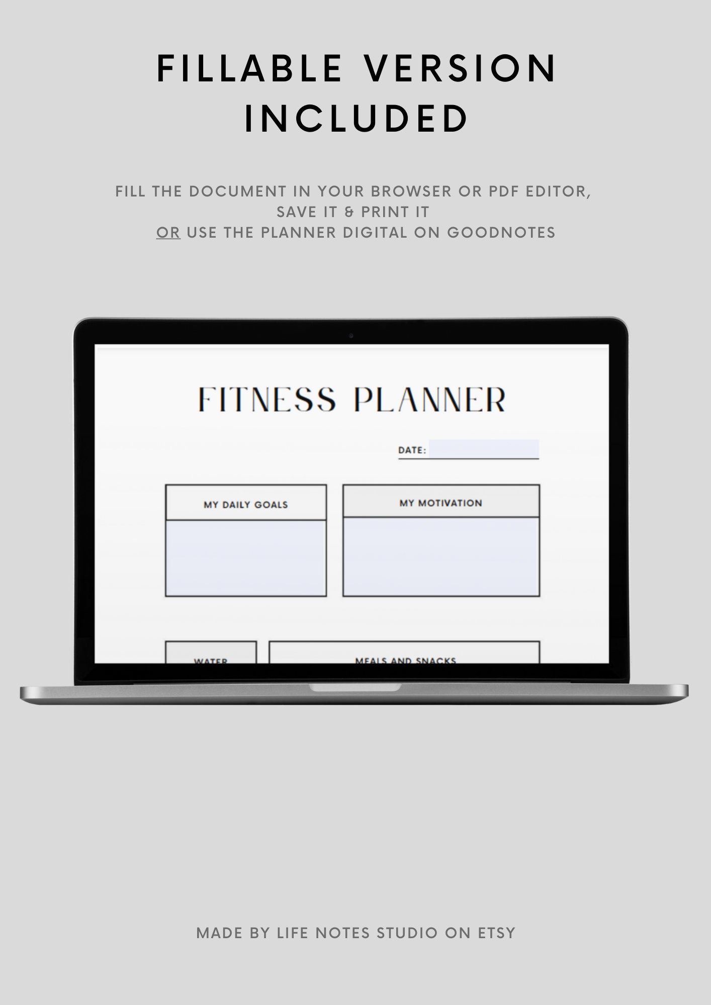 Digital Fitness Planner, Printable Fitness Template, Health Journal ...
