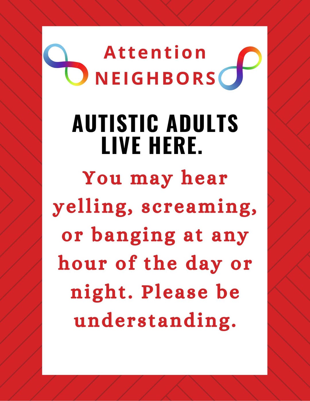 Autistic Adults Door Sign - Digital Download - Etsy