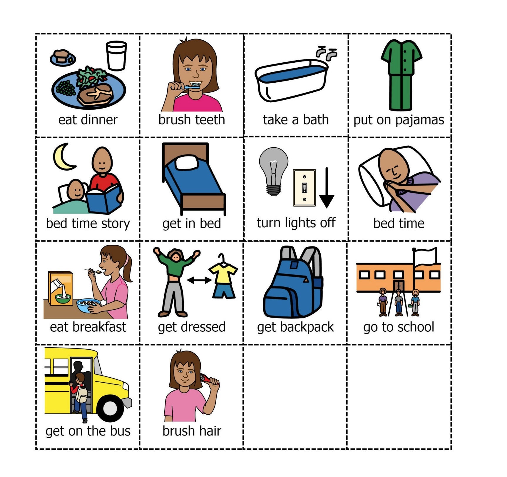 Morning and Night Visual Schedule With Icons - Digital Download - Etsy