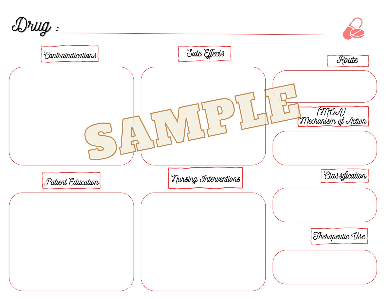 Pharmacology Drug Flash Cards Digital Download Nursing - Etsy