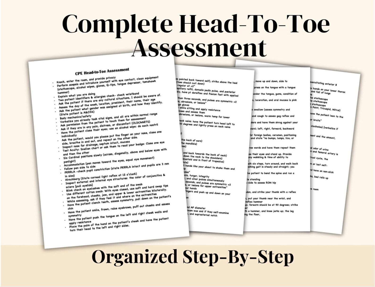 Nursing School Checklist Nursing Student Study Guide Head-to-toe ...