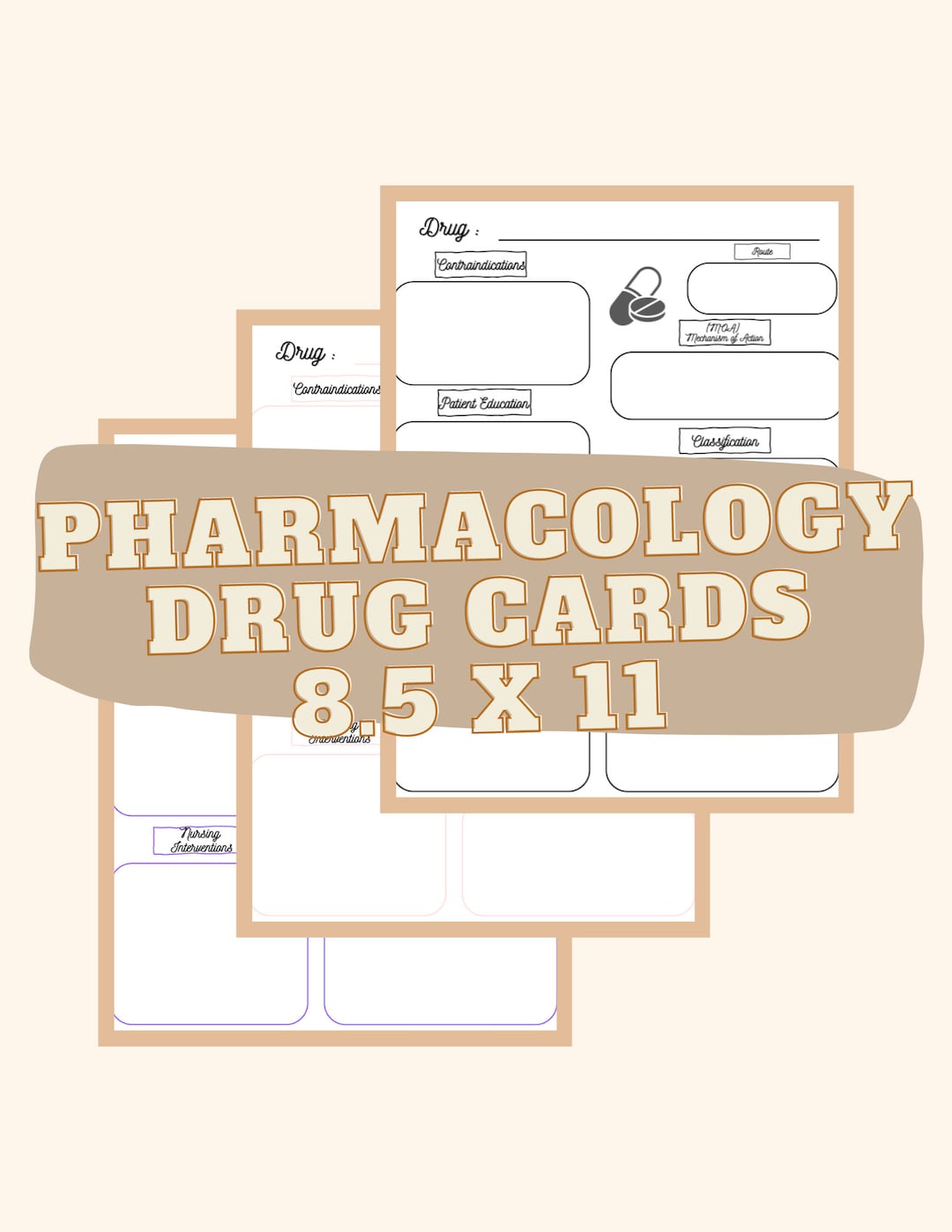 Pharmacology Drug Flash Cards Digital Download Nursing - Etsy