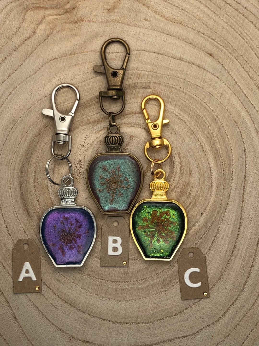 Dried Flower Keyring Pressed Floral Keychain Gift for Her - Etsy