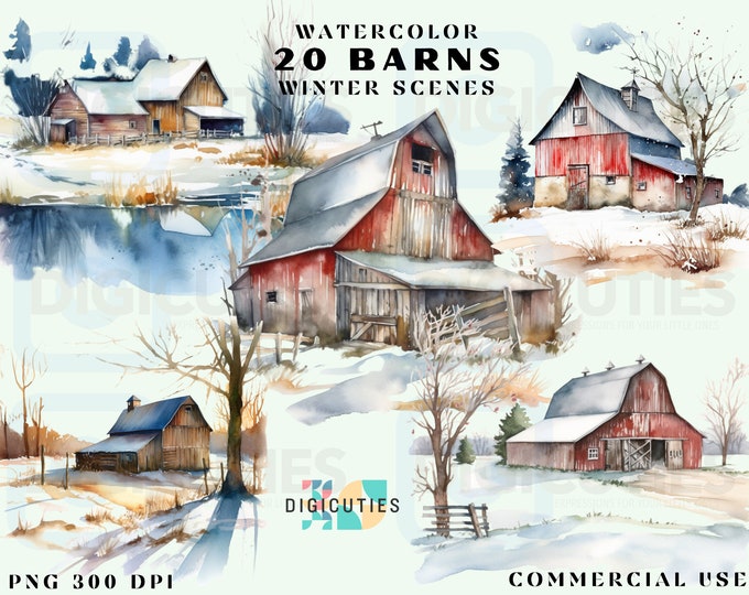 15 Farm Barn Clipart, Farm Barns, Farming Barn, Printable Watercolor ...