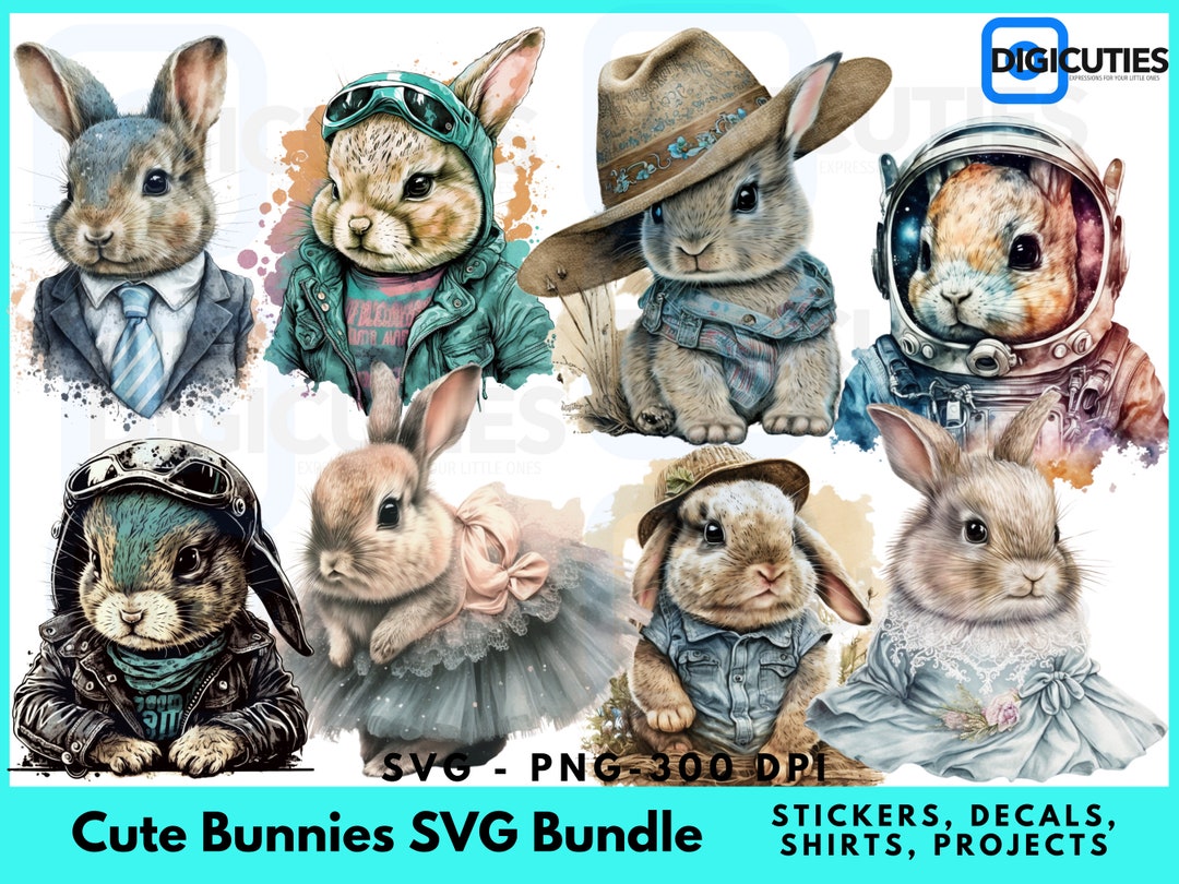 Cute Bunny SVG Bundle, Bunny Png, Easter Svg, Funny Bunny Png ...