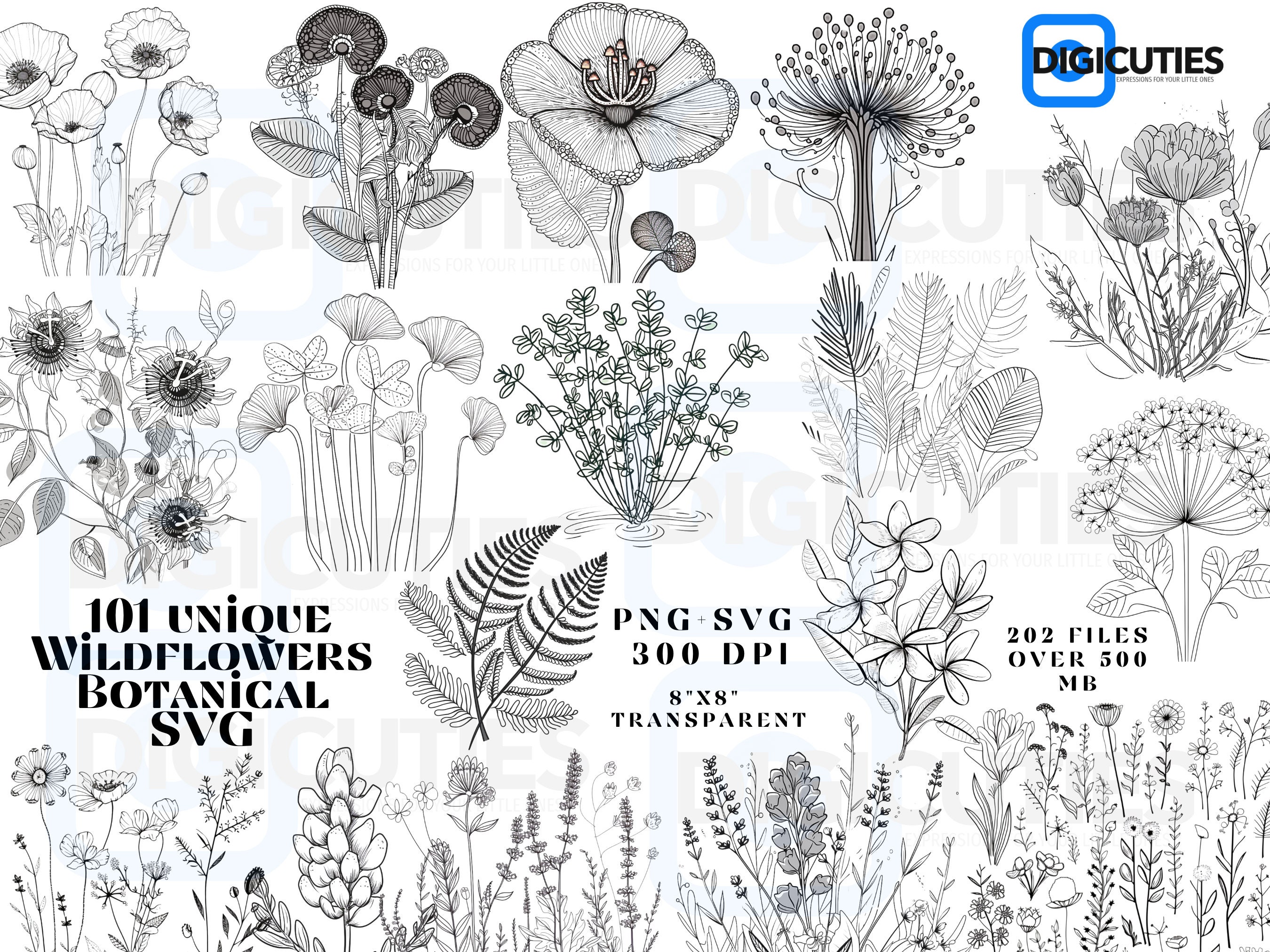 Wildflowers Botanical Svg Bundle, Botanical Svg, Wildflowers Botanical ...