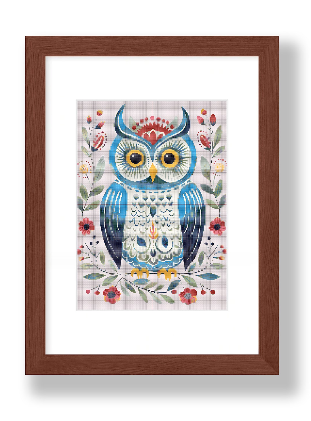 Colorful Owl Cross Stitch Pattern, Decorative Owl Wall Art, Cute Animal ...