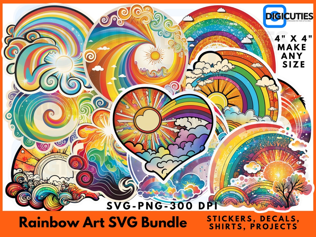 Rainbow Svg Bundle, Rainbow Decorations, Rainbow Printables, Rainbow ...