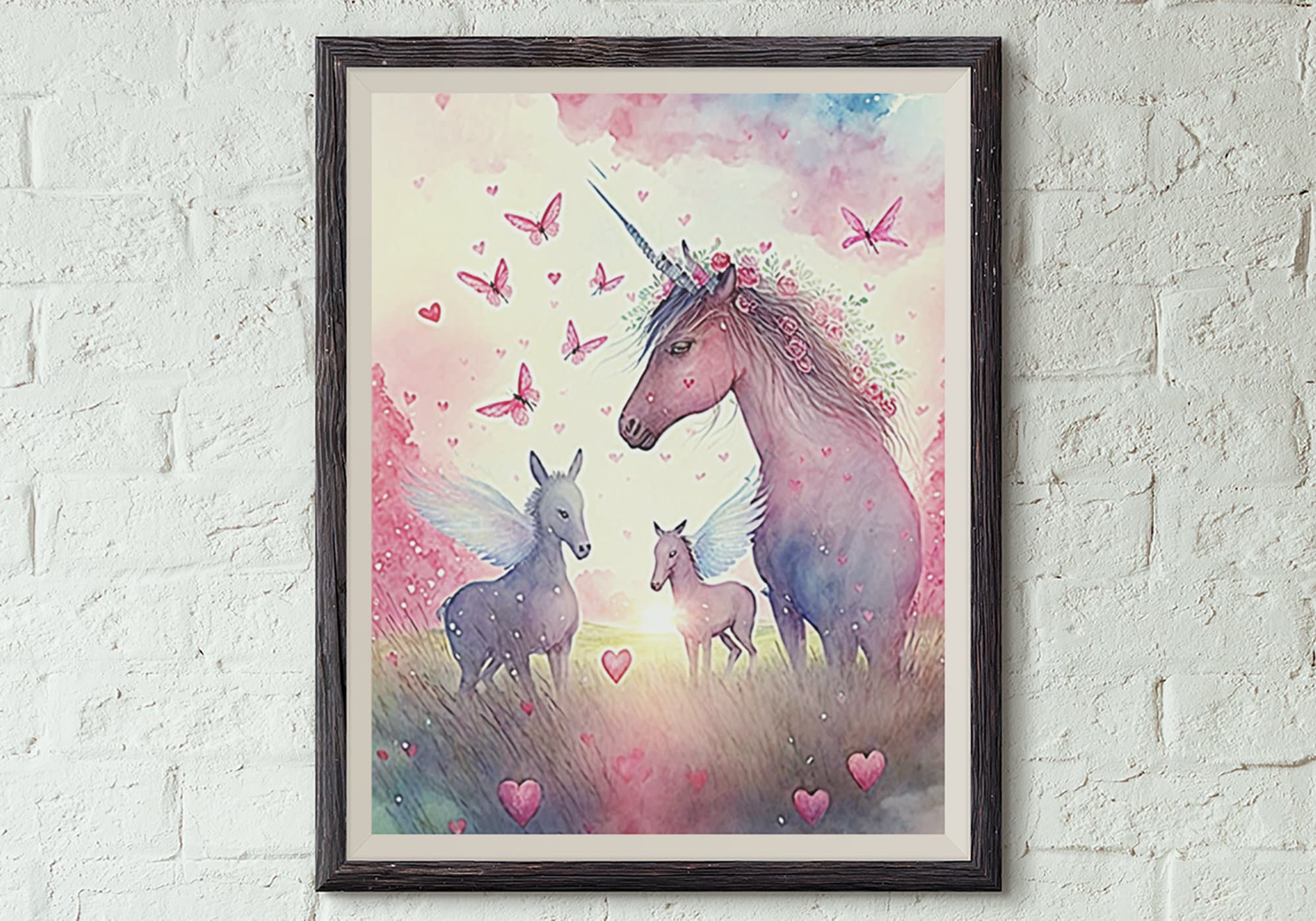 Watercolor Unicorn Wall Art, Unicorn Wall Art Prints, Valentine's Wall ...
