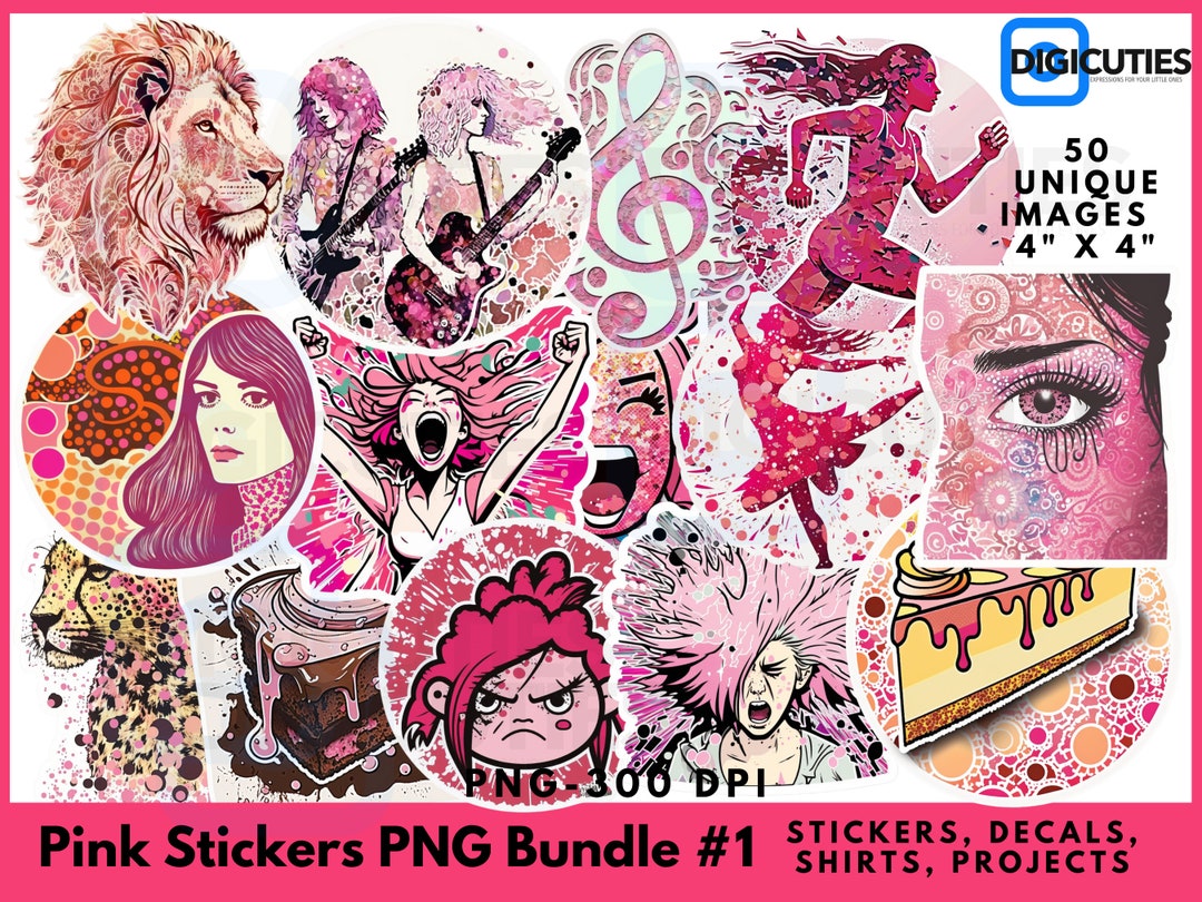 Pink Stickers PNG, Pink Sticker Laptop Phone Case Planner Notebook Wall ...