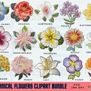 Botanical Flowers Clipart Bundle, Botanical Wildflowers, Botanical ...