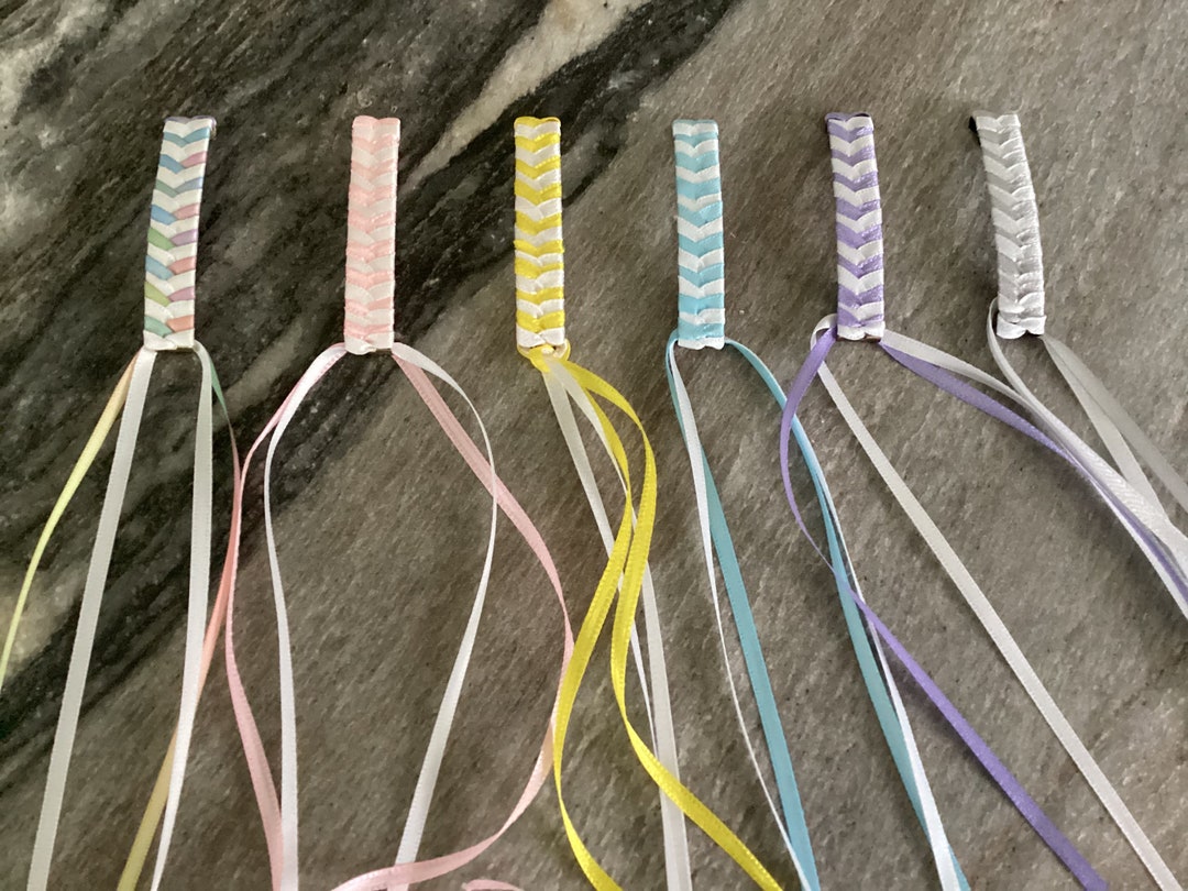 Set of Two 80s Retro Braided Ribbon Barrettes in Pastel Blue/gray/pink ...