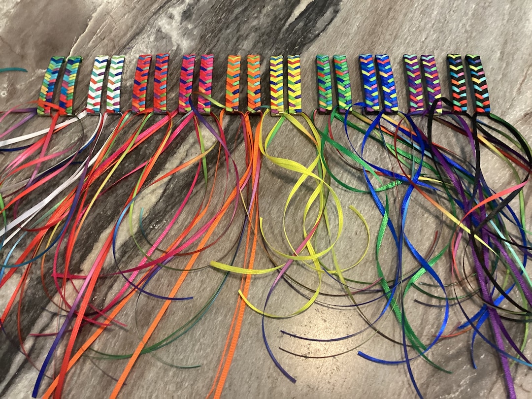Set of Two Rainbow 80s Retro Braided Ribbon Barrettes - Etsy