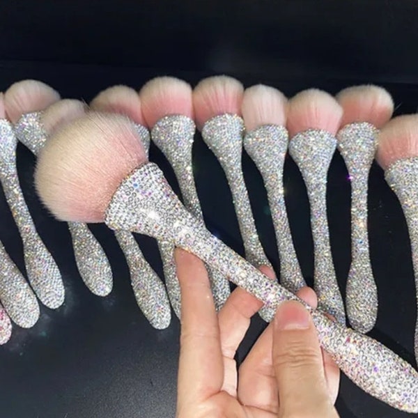 Rhinestone Makeup Brushes - Etsy