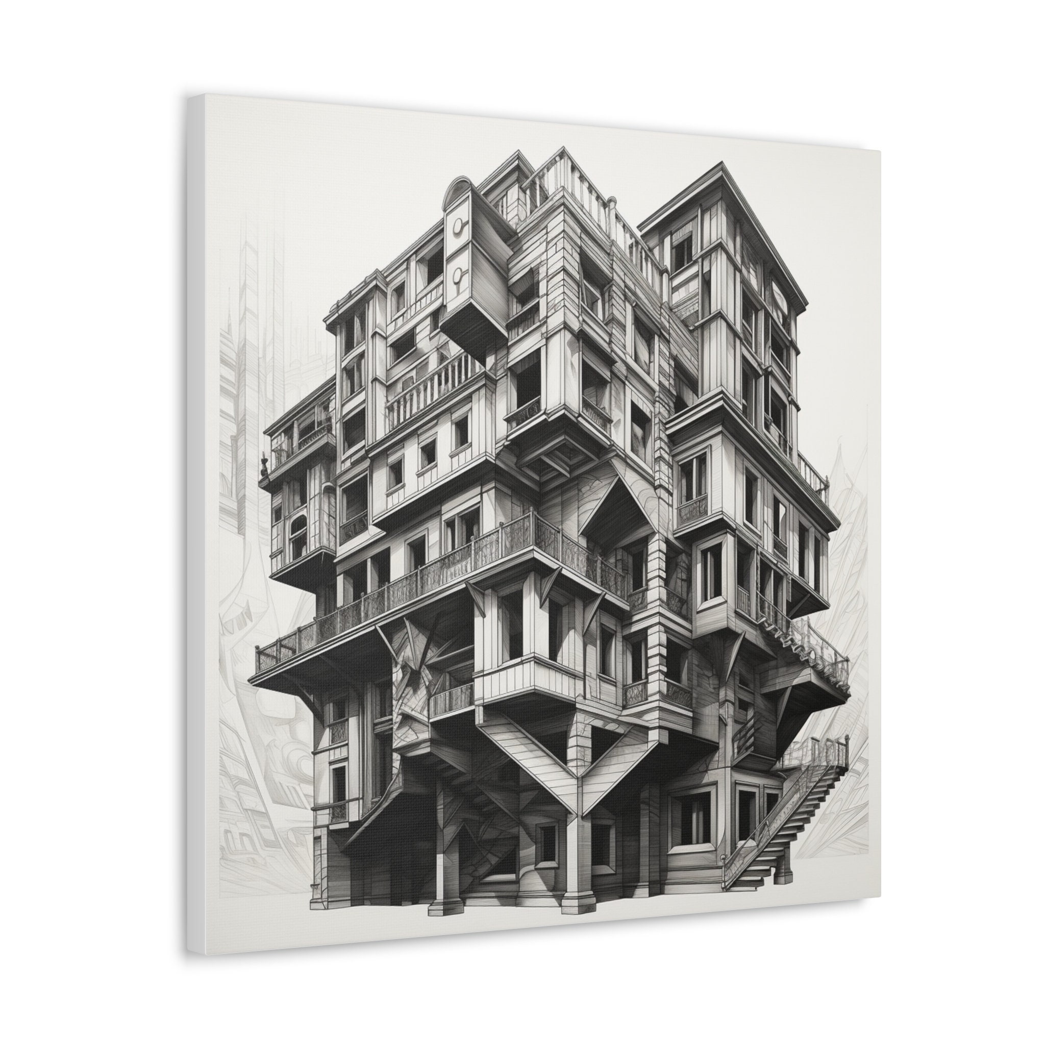 Monochromatic Escheresque Architecture - Etsy
