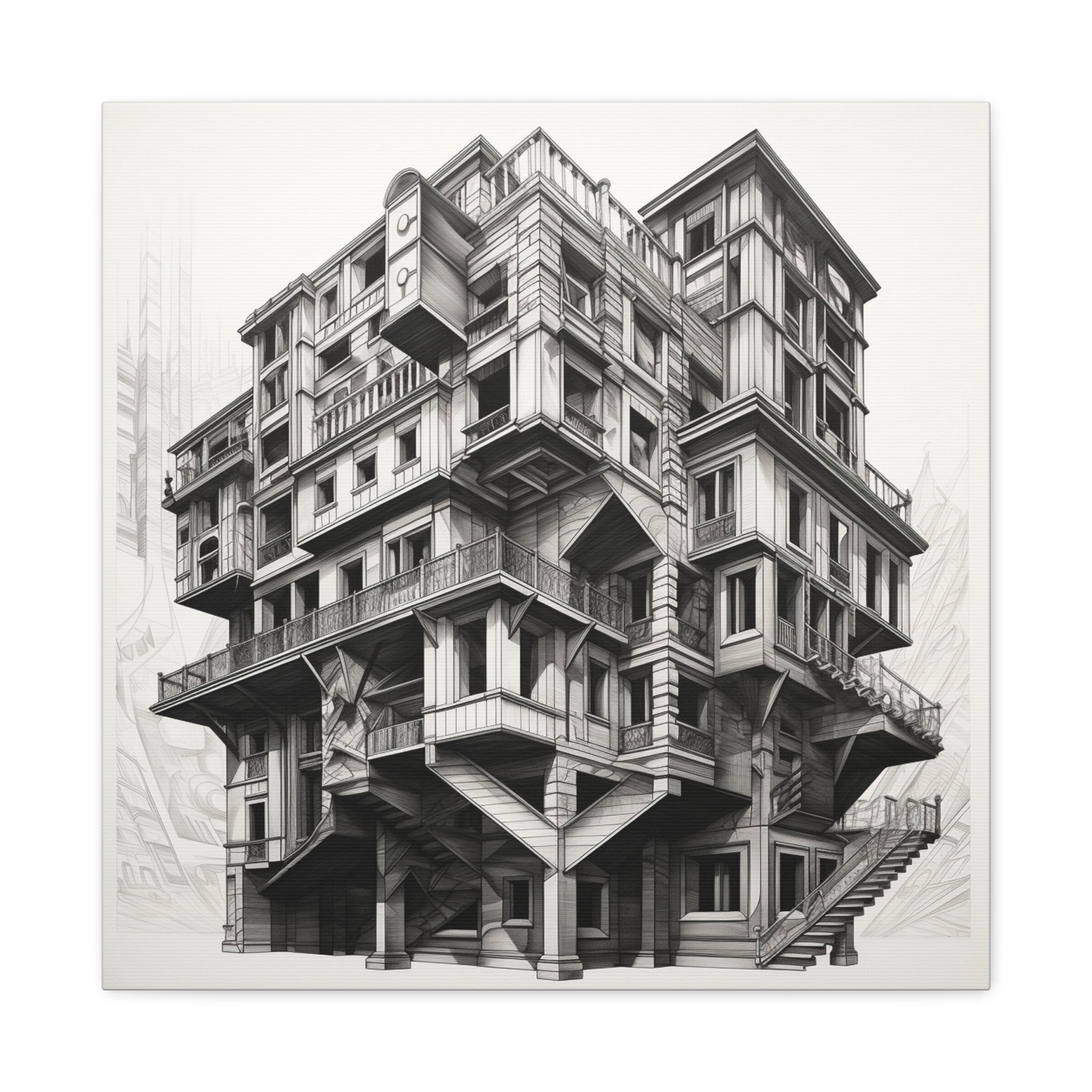 Monochromatic Escheresque Architecture - Etsy