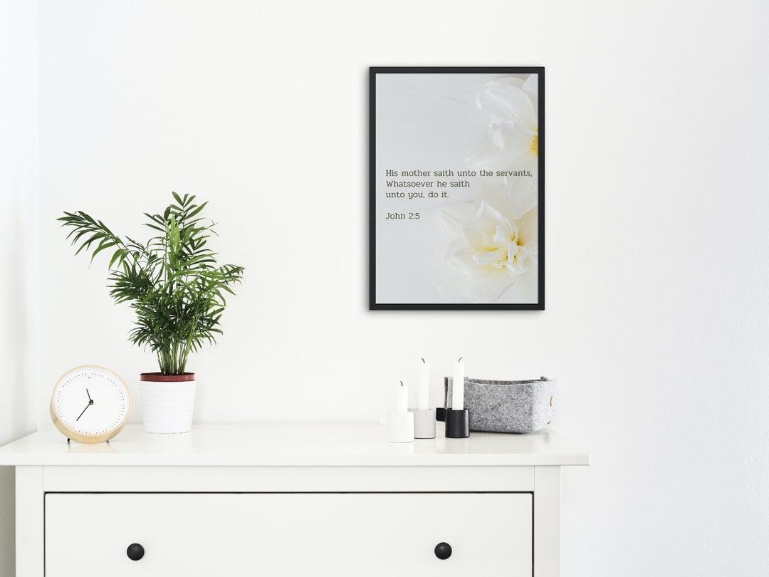 Printable Bible Verse Poster Decor Encouraging Floral White - Etsy