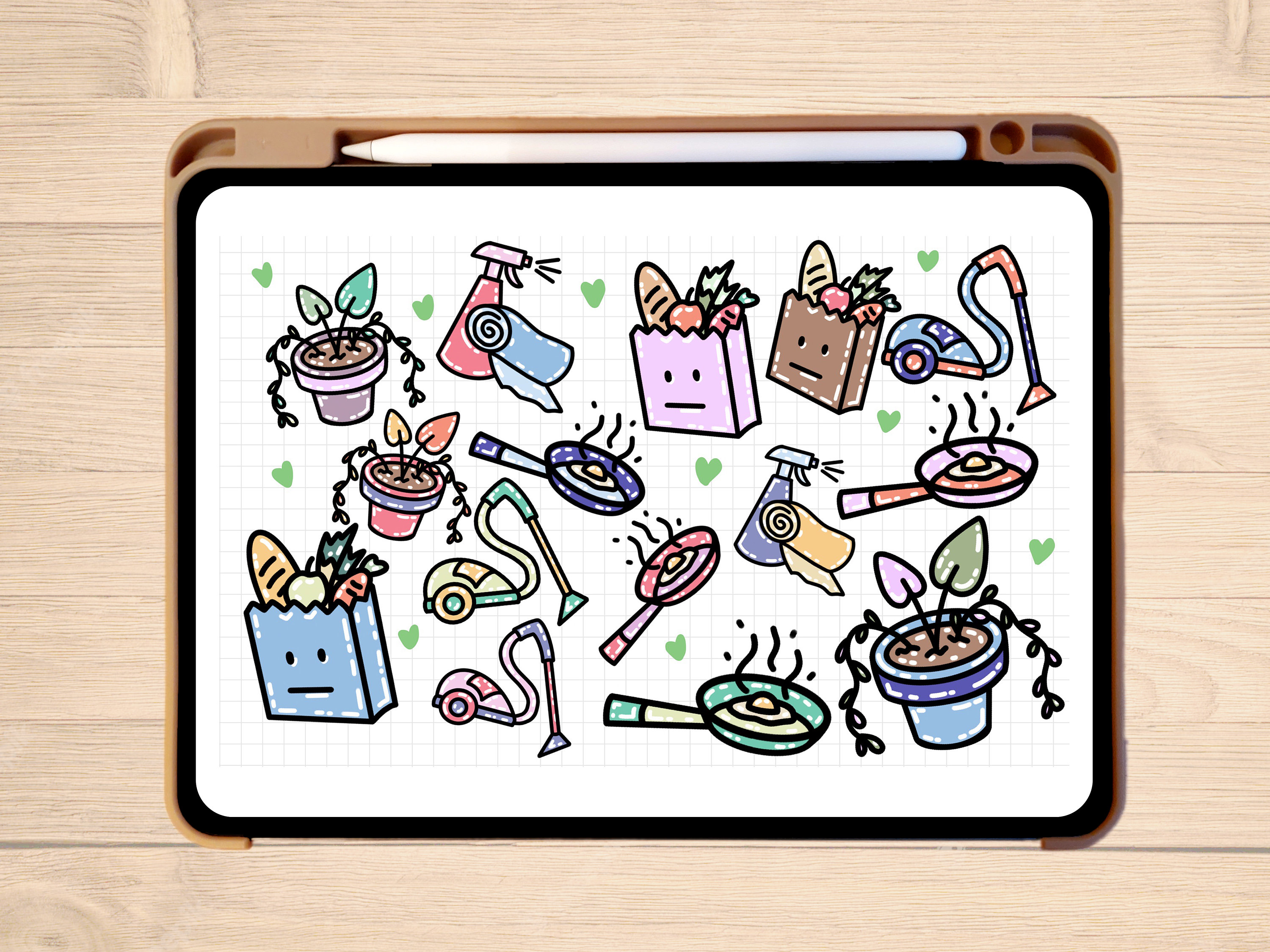 Cute Glazed Icon House Chores Digital Stickers | Goodnotes Stickers ...