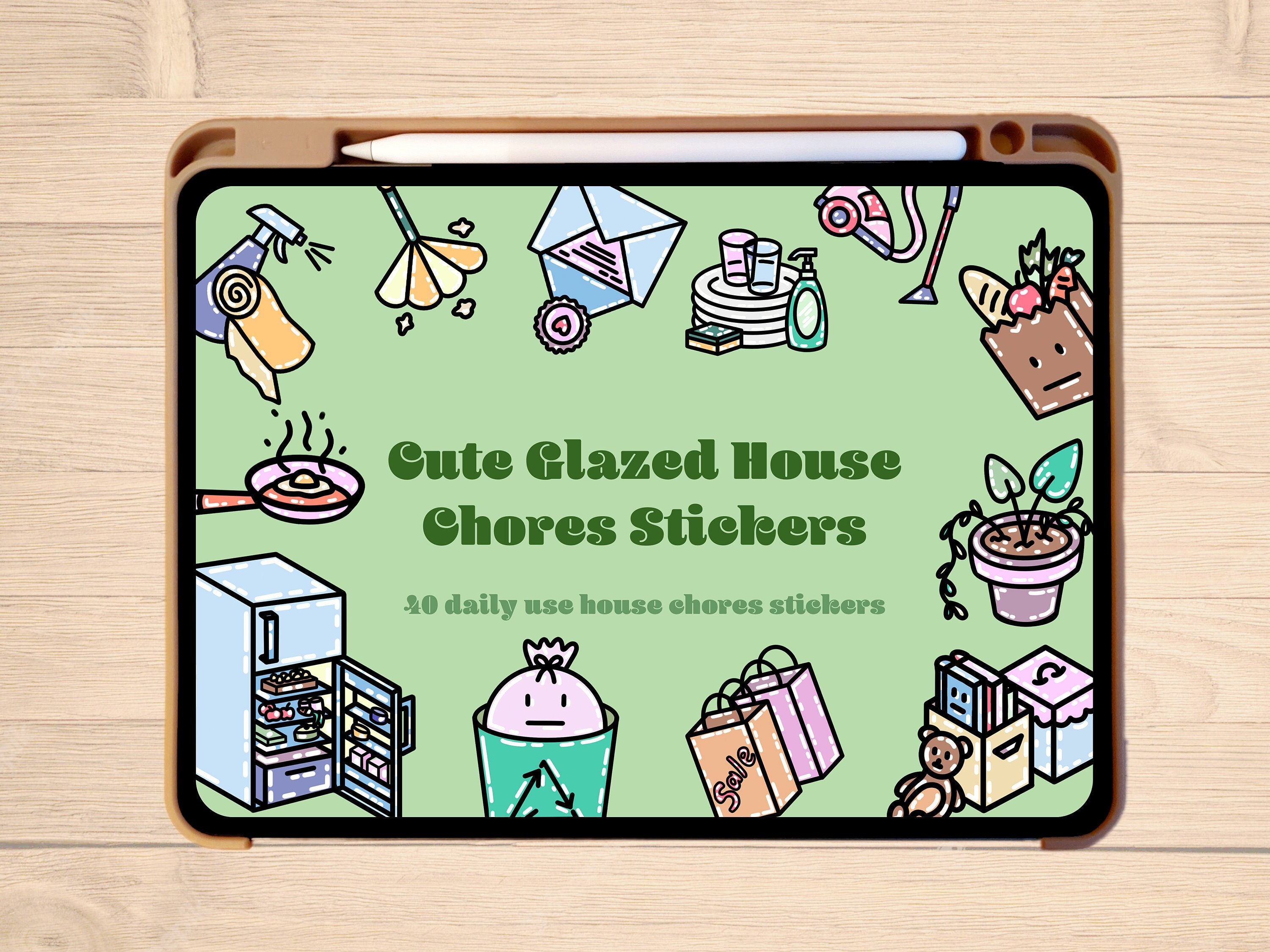 Cute Glazed Icon House Chores Digital Stickers | Goodnotes Stickers ...