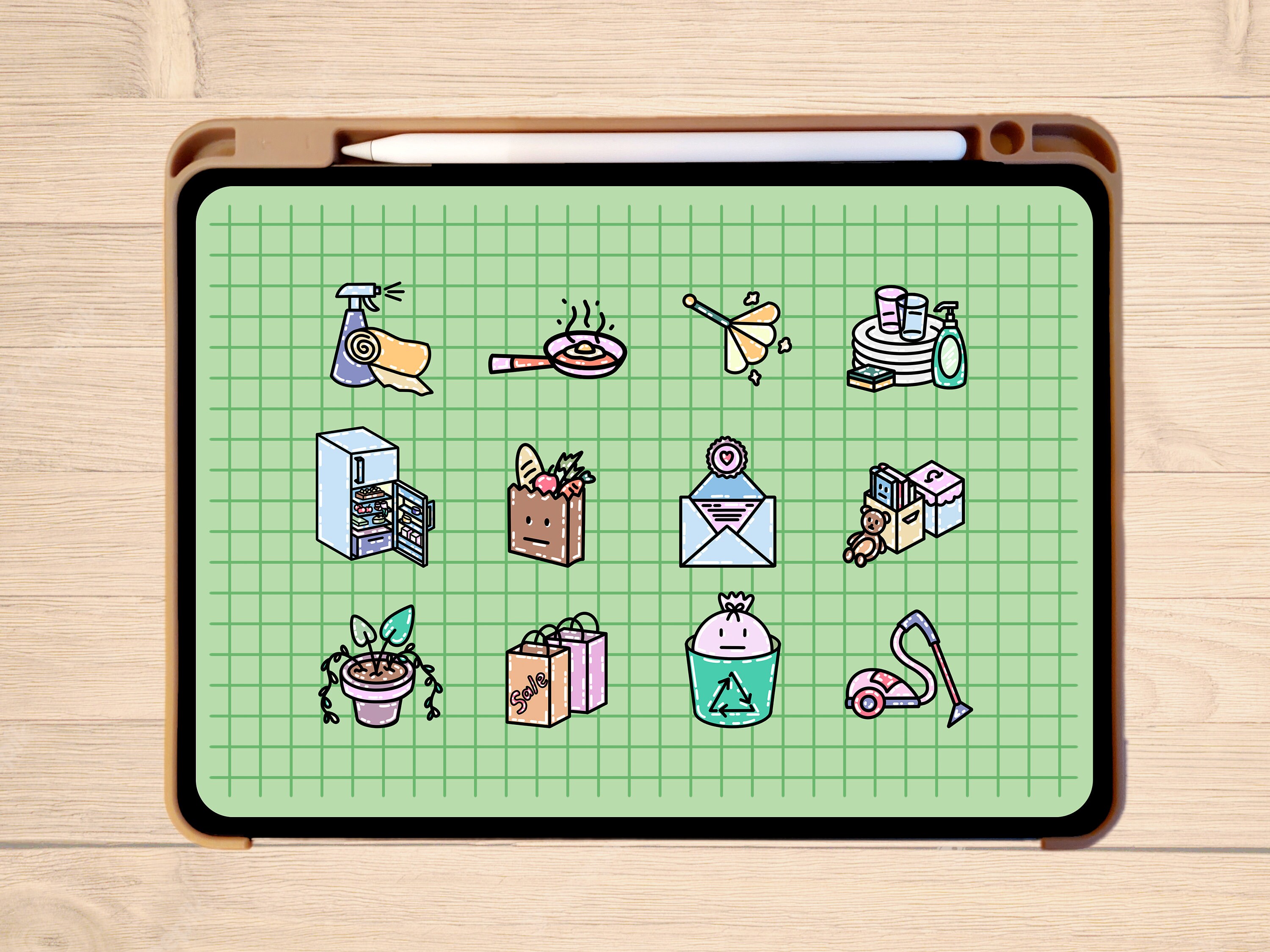 Cute Glazed Icon House Chores Digital Stickers | Goodnotes Stickers ...