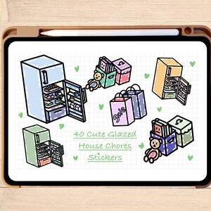 Cute Glazed Icon House Chores Digital Stickers | Goodnotes Stickers ...
