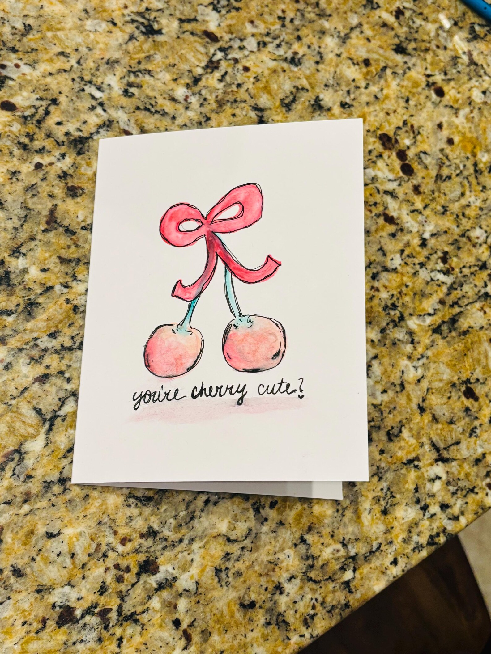 Handmade Cherry Bow Valentine's Day Card - Etsy