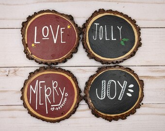 Handpainted Live-edge Wood Slice Coasters - Set of 4 - Etsy