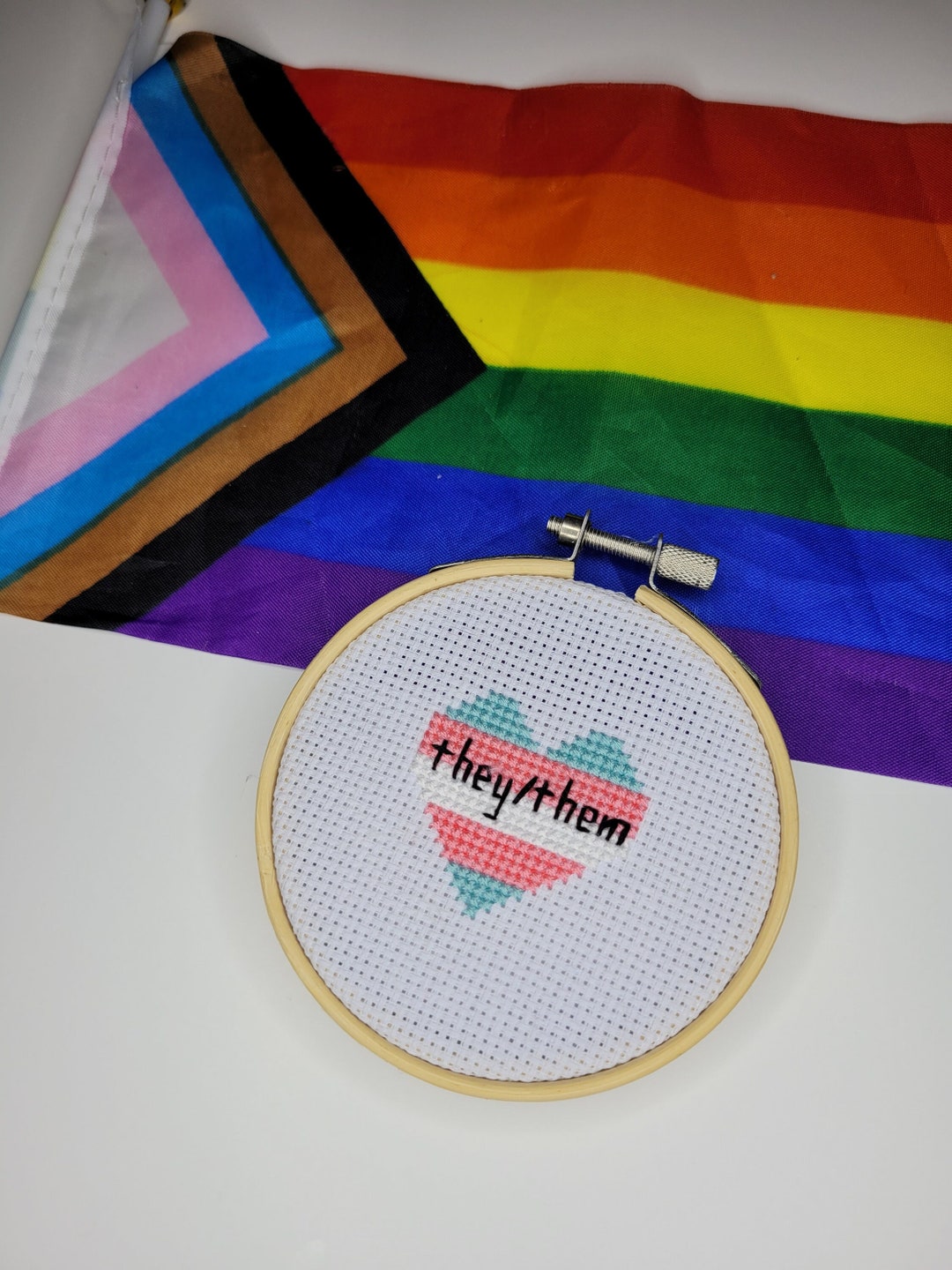 They/them Trans Heart Cross Stitch Art - Etsy