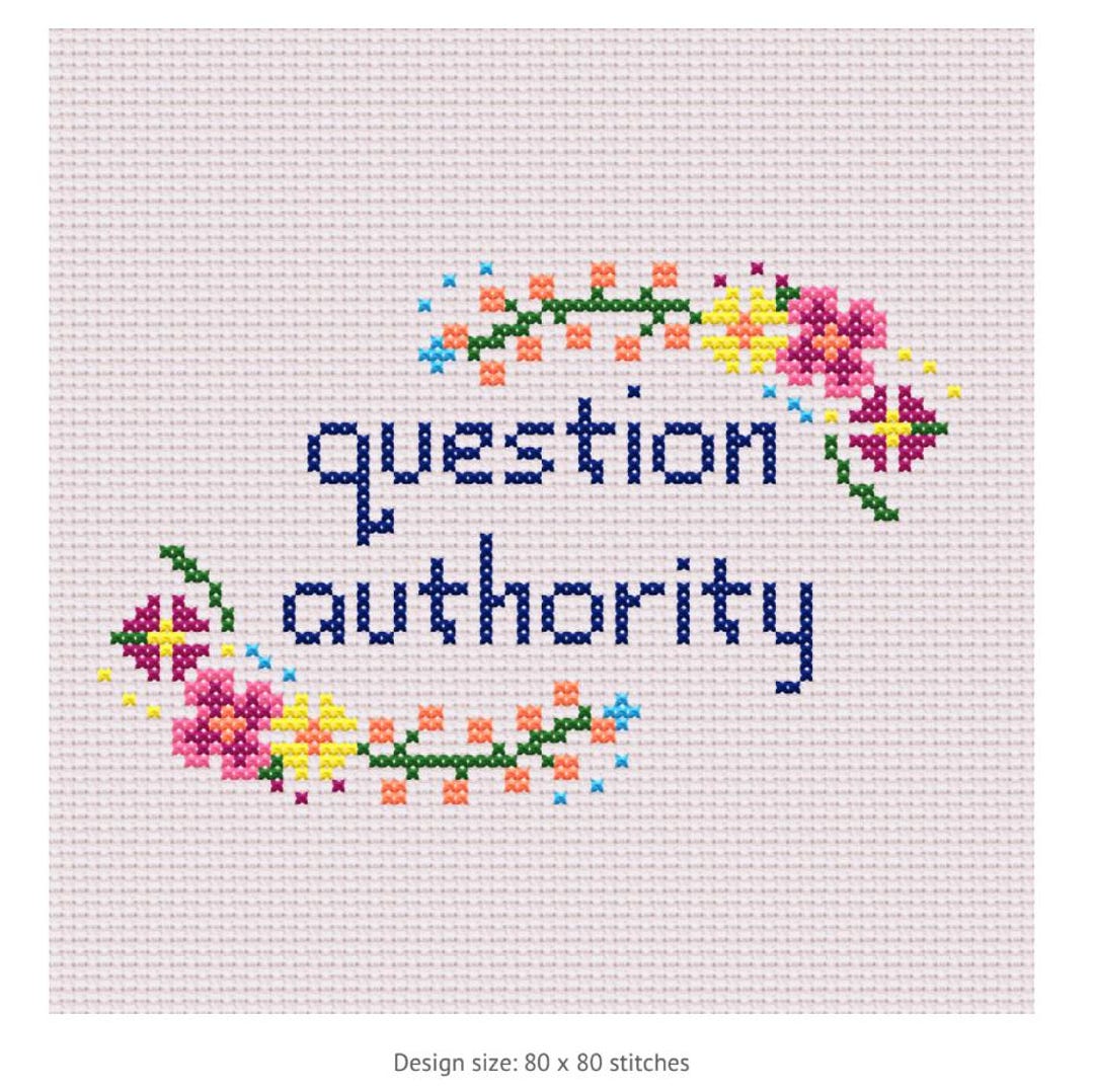 Question Authority Cross Stitch Pattern Pdf - Etsy