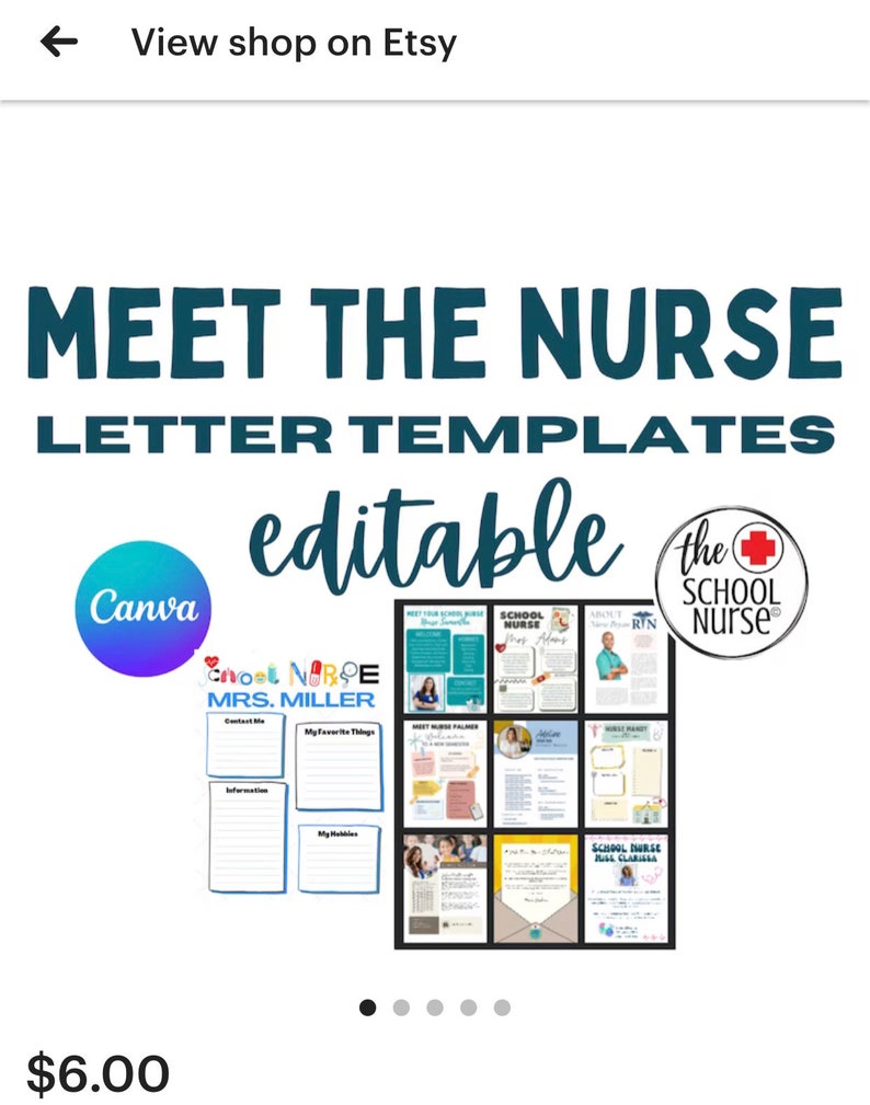 Meet the School Nurse Templates - Etsy